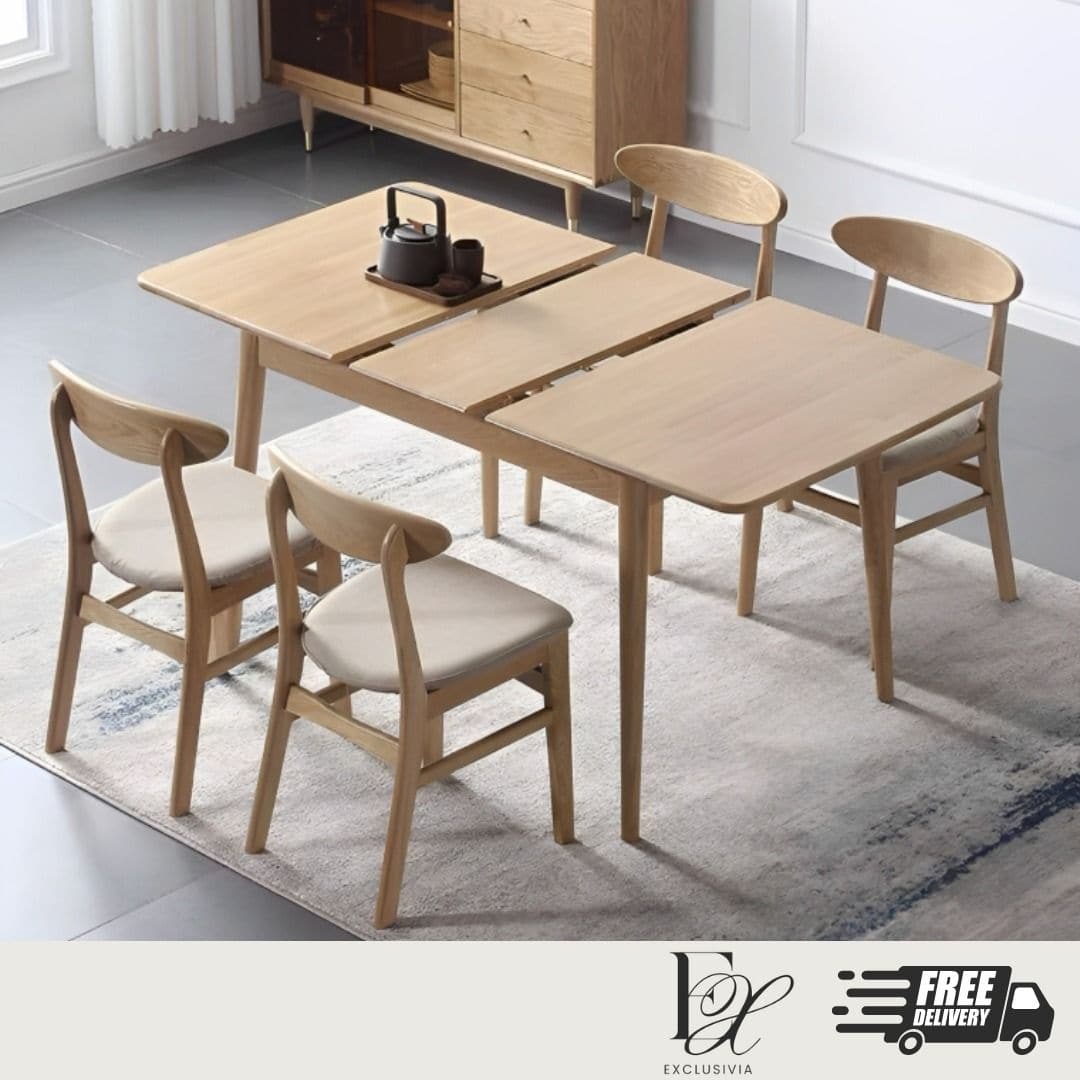 Extendable Wooden Dining Table Set – Exclusivia