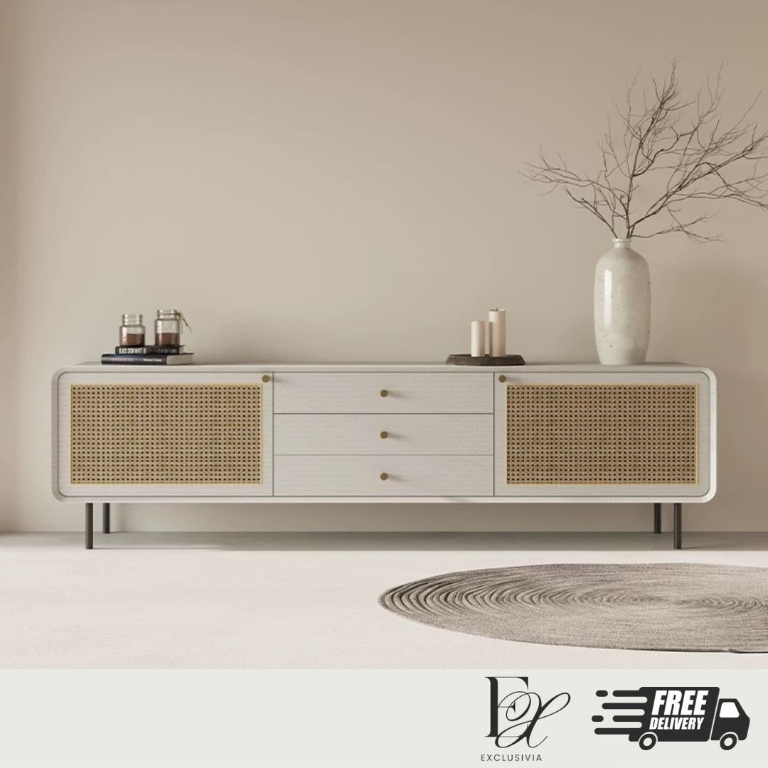 AUREA Cream LED TV Console & Coffee Table Set – Exclusivia